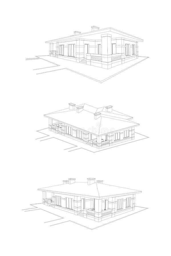 Detailed Architectural Technical Drawing Isometric Aerial View Stock ...