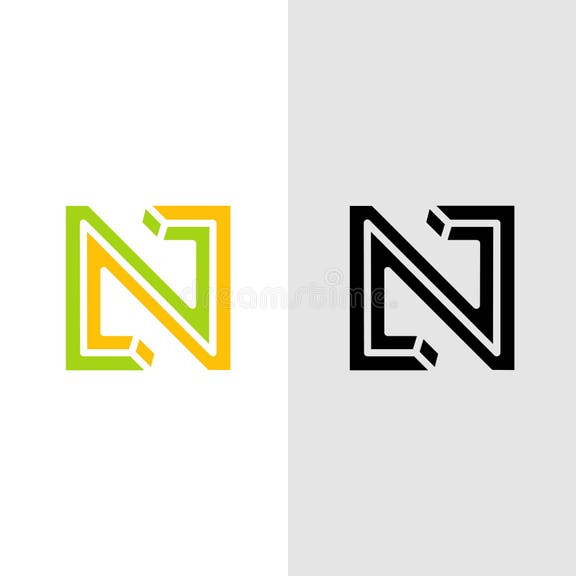 Letter N Square Logo Design Template Sign. Solid and Stylish Silhouette ...