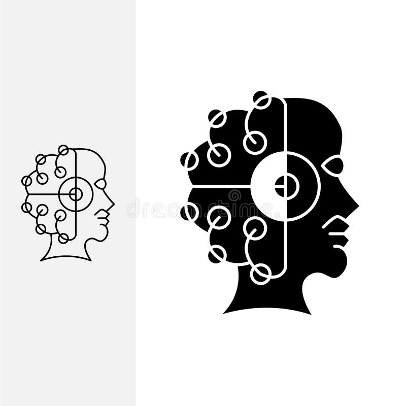 Brain Intelligence Logo Design Template Sign. Monoline Style and ...