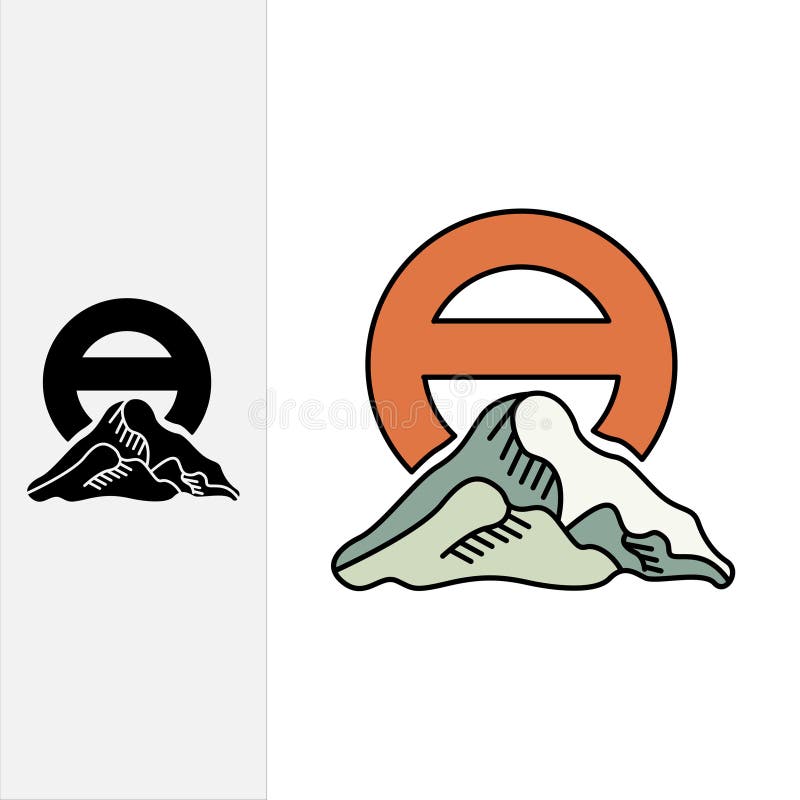 Letter a Mountain Design Template Sign. Solid and Stylish Silhouette ...