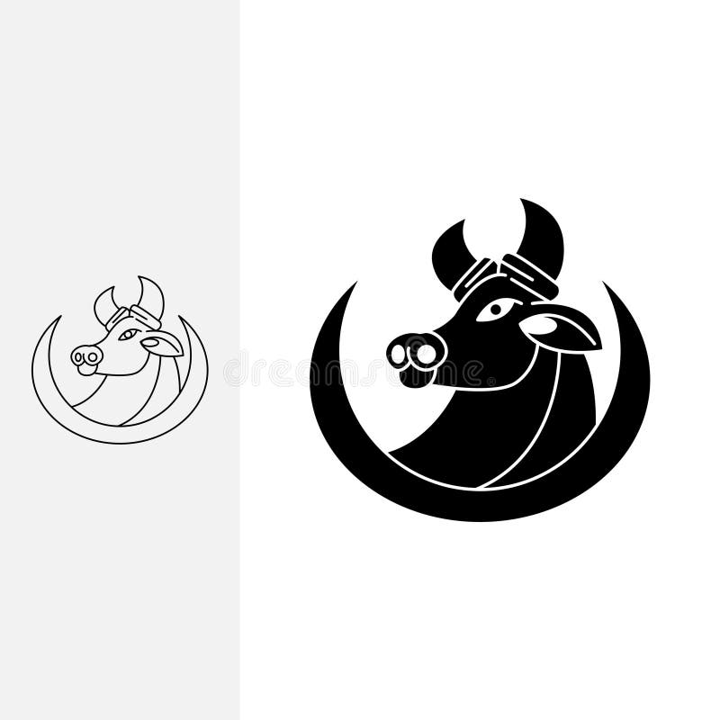 Bull Logo in Simple Style, Line Art Style and Silhouette Stylish. Stock ...