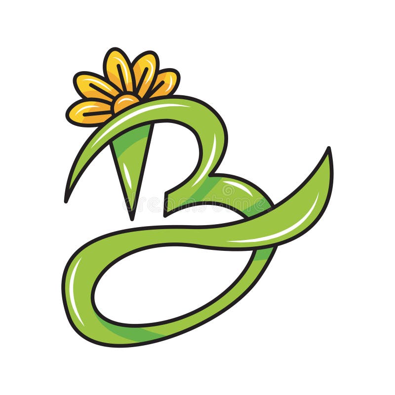 Letter B, Beautiful with Floral Ornaments on it. Solid Color Style ...