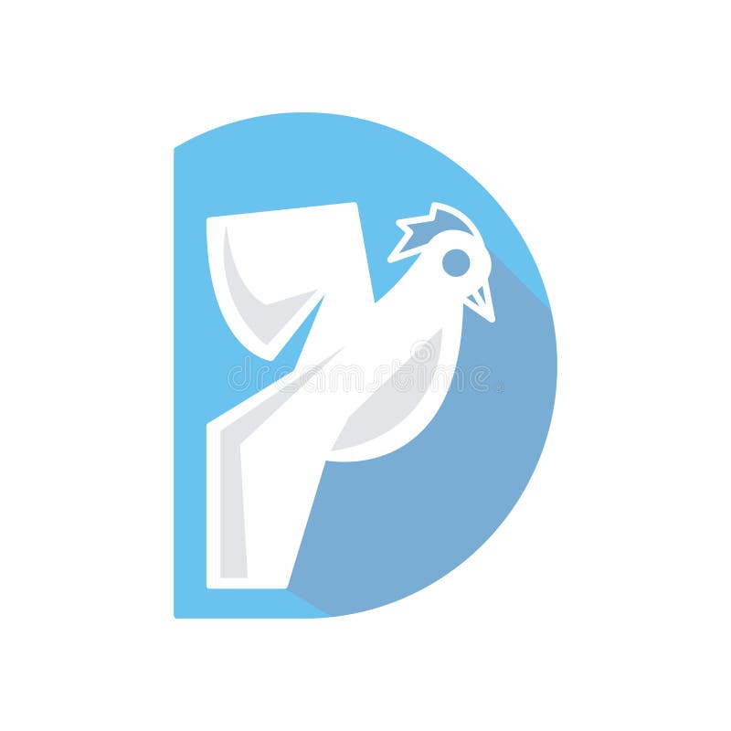 Dove Logo with Letter D. Solid Color Style. Stock Vector - Illustration ...