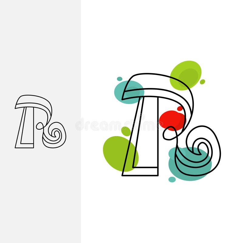 Letter R Logo. Logo Design Template Sign. Line Art Style. Stock Vector ...