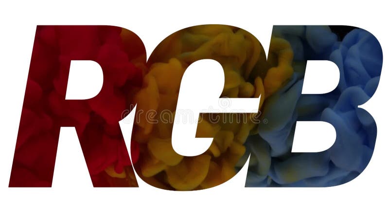 RGB-Abstract Colorful Inks in Water in Letters RGB. White Background ...