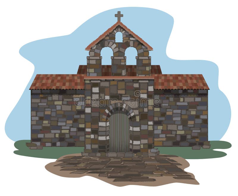 Ancient Spanish Church in Visigothic Style Stock Vector - Illustration ...