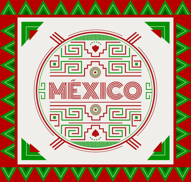 Mexico Maya Aztec Emblem Elements Design Flag Colors Stock Vector ...