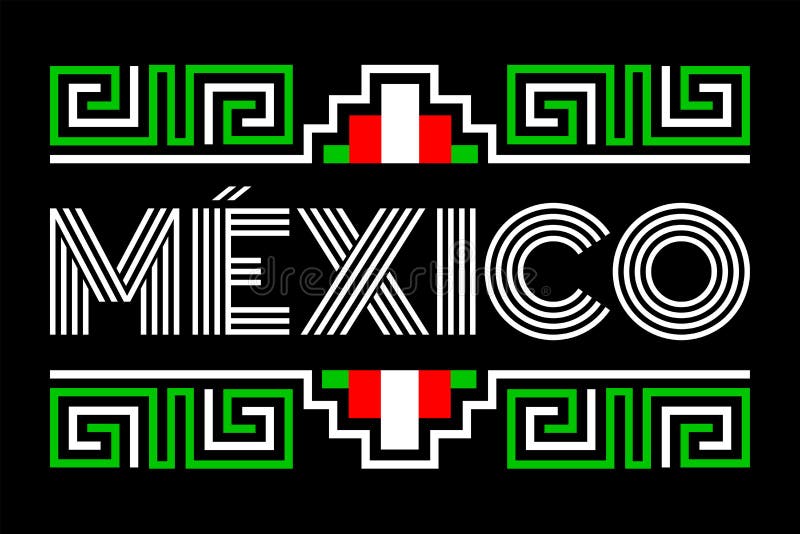 Mexico Aztec Maya Lines Elements Design Flag Colors Stock Vector ...