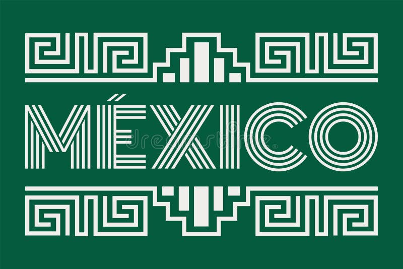 Mexico Aztec Maya Lines Elements Design Flag Colors Stock Vector ...