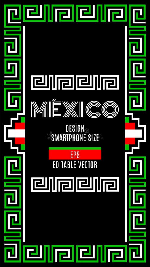 Mexico Aztec Maya Lines Elements Design Flag Colors Stock Vector ...