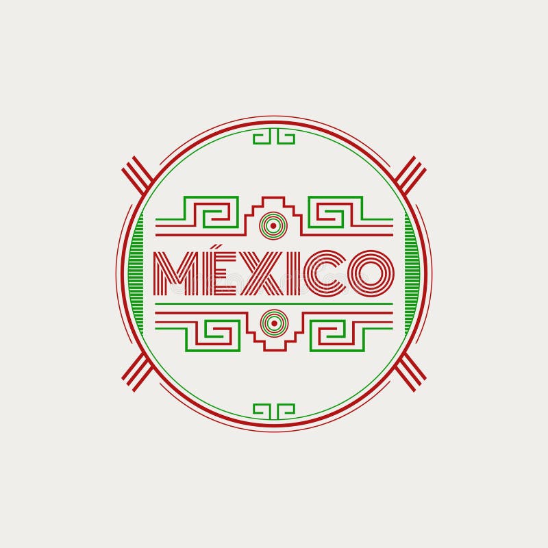 Mexico Maya Aztec Emblem Design Mexican Colors Stock Vector ...