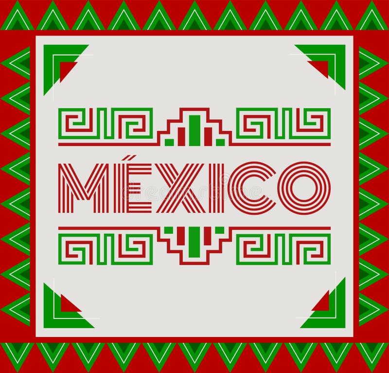 Mexico Aztec Maya Lines Elements Design Flag Colors Stock Vector ...