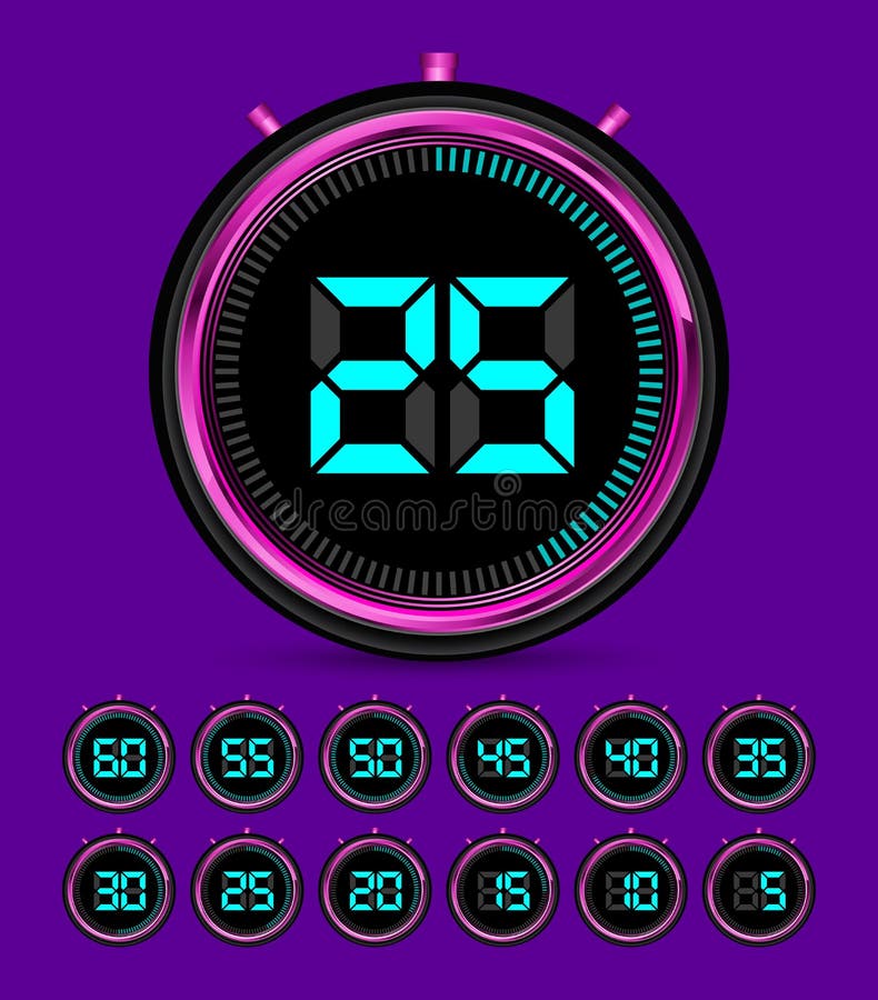 Digital Timer Stopwatch Vector Illustration with Number Template Stock ...