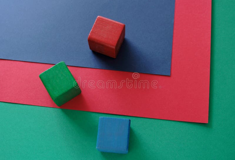 Rgb blocks and papers stock image. Image of green, graphics - 3333909