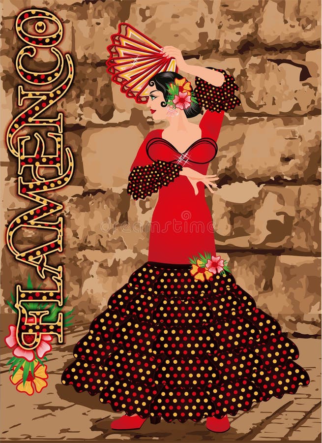 Flamenco Elegant Spanish Flamenco Dancer Girl Stock Vector