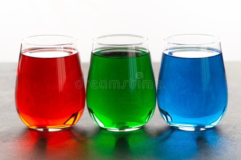 Rgb Color Water in Glass on Table Stock Image - Image of matching ...