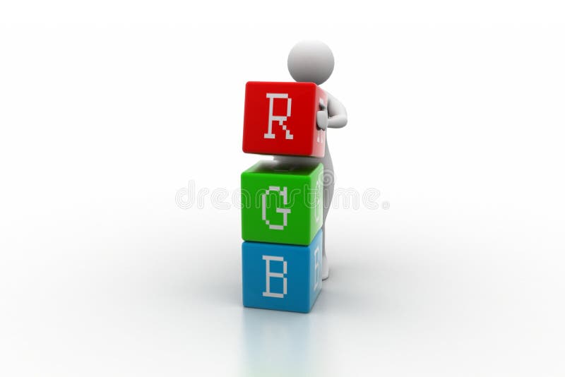 Rgb Colour Cubes with 3d Man Stock Illustration - Illustration of carry ...