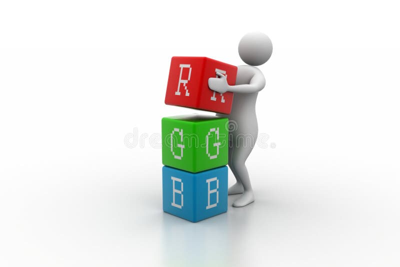 Rgb Colour Cubes with 3d Man Stock Illustration - Illustration of hold ...