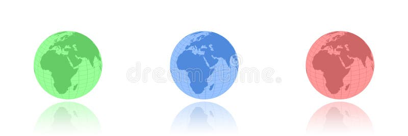 Rgb globes stock illustration. Illustration of europe, africa - 171486