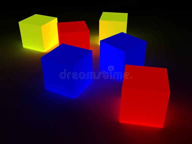RGB Glowing boxes stock illustration. Illustration of colors - 11096943