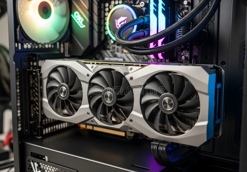 RGB Graphics Card in Gaming PC Stock Illustration - Illustration of ...