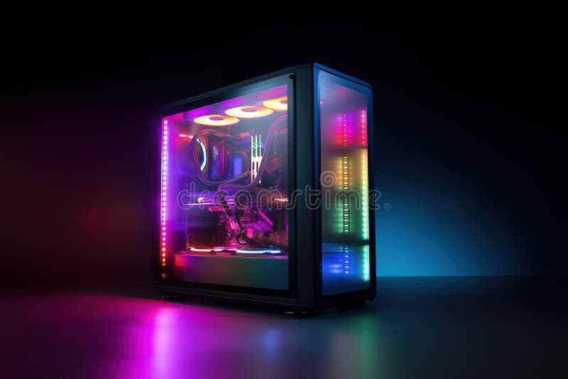 Rgb Illuminated Gaming System Case Stock Illustration - Illustration of ...