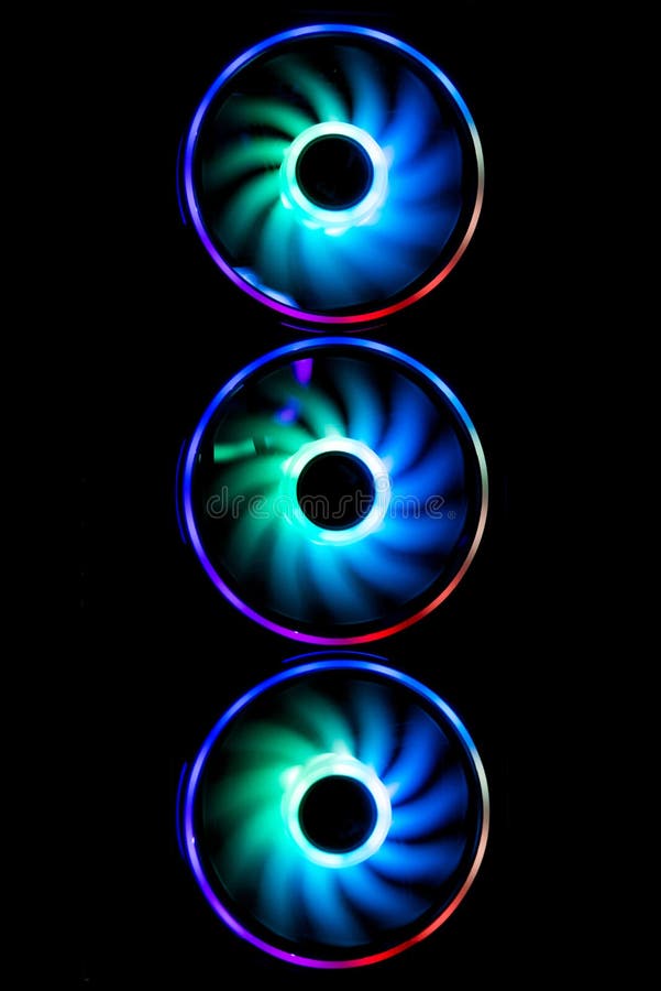 RGB Led Lights of Computer Cooling Fan Stock Image - Image of hardware ...