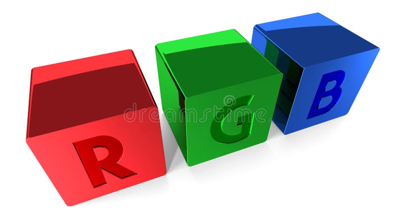 RGB Letters - Red, Green, Blue Colors - 3D Illustration Stock ...