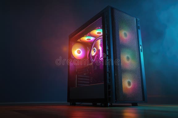Rgb Lighted Gaming Computer Case Stock Illustration - Illustration of ...