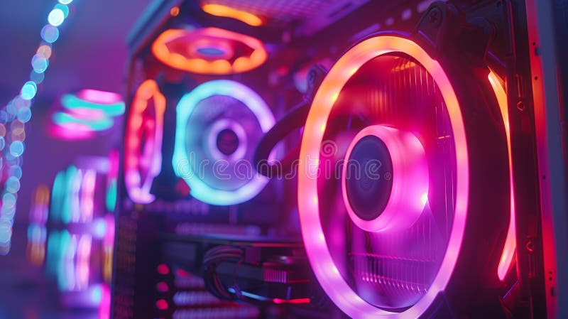 RGB-lit Gaming Computer Setup. Stock Photo - Image of data, computer ...