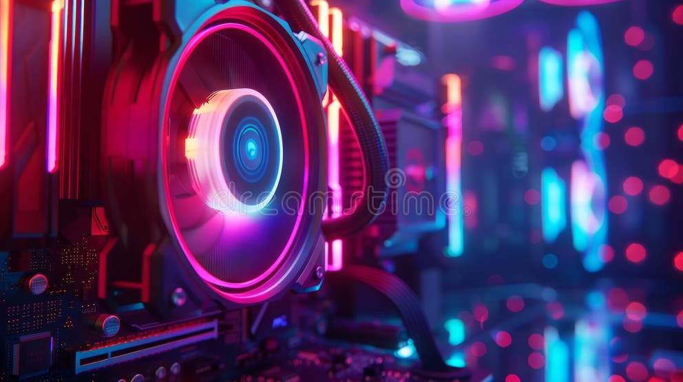 RGB Lit Graphics Card Inside a PC. Stock Image - Image of performance ...