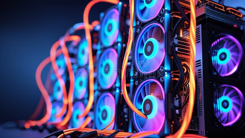 Rgb Lit Mining Rigs Cryptocurrency Blockchain Technology Stock ...