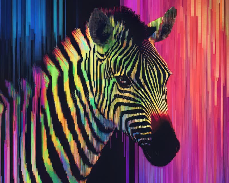 RGB Pixel Zebra Stripes Glitch Seamless Background Hyperrealistic Stock ...