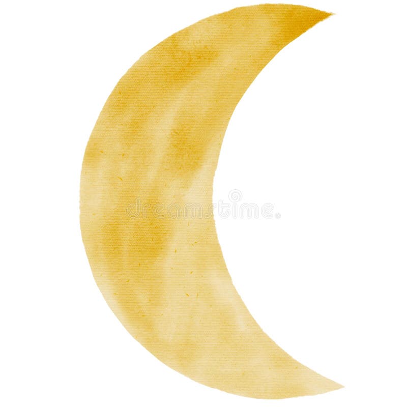 Yellow Watercolor Painting Moon Shape Clipart Stock Illustration ...