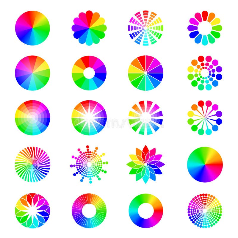 Rgb Shapes. Round Selective Wheels Colored Circles Spectrum Waves ...