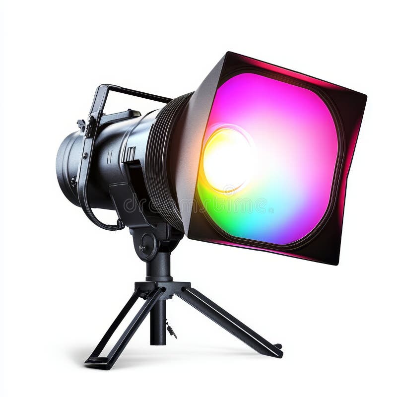 RGB Studio Strobe Light on Tripod Isolated on White Background Stock ...