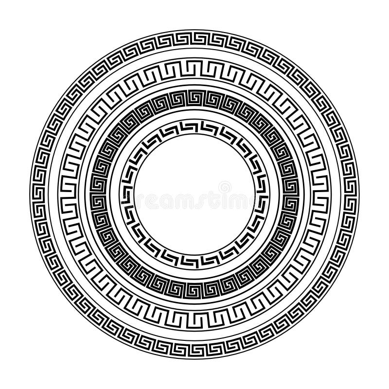 Red Meander Circle with Simple Meander Pattern, Known As Greek Key ...