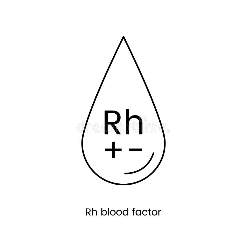 Rh Factor Blood Positive and Negative, Line Icon in Vector. Stock ...