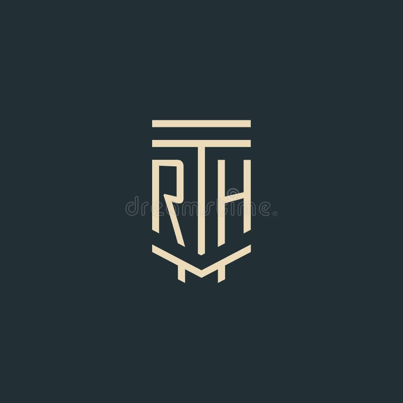 RH Initial Monogram with Simple Line Art Pillar Logo Designs Stock ...