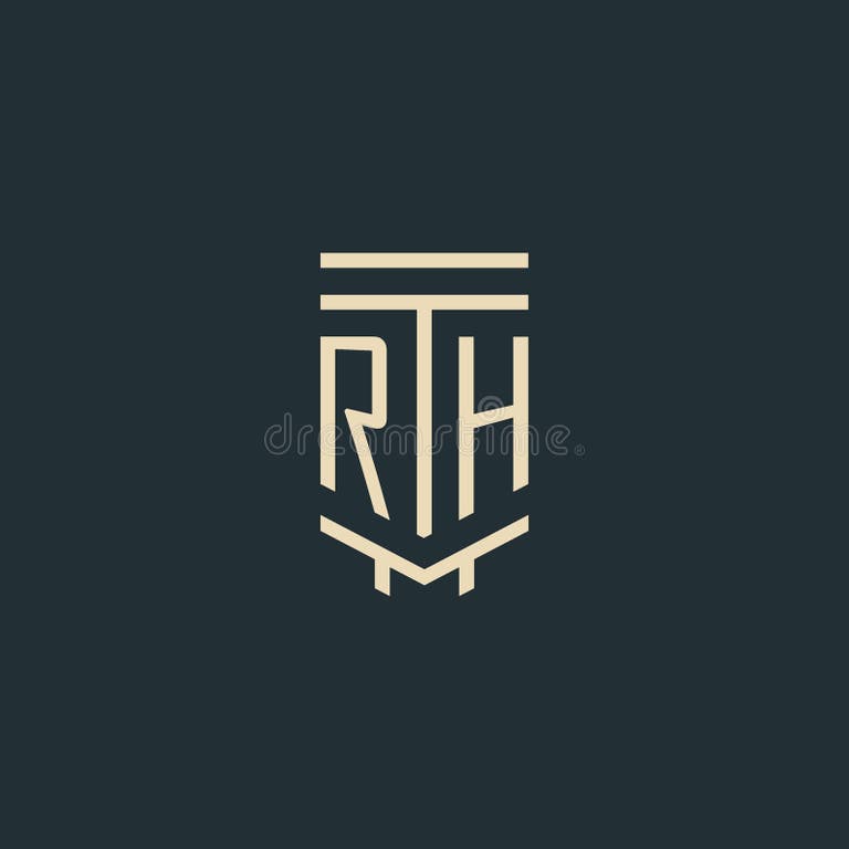 RH Initial Monogram with Simple Line Art Pillar Logo Designs Stock ...
