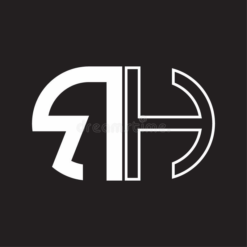 RH Letter Logo Monogram with Oval Shape Negative Space Design Template ...