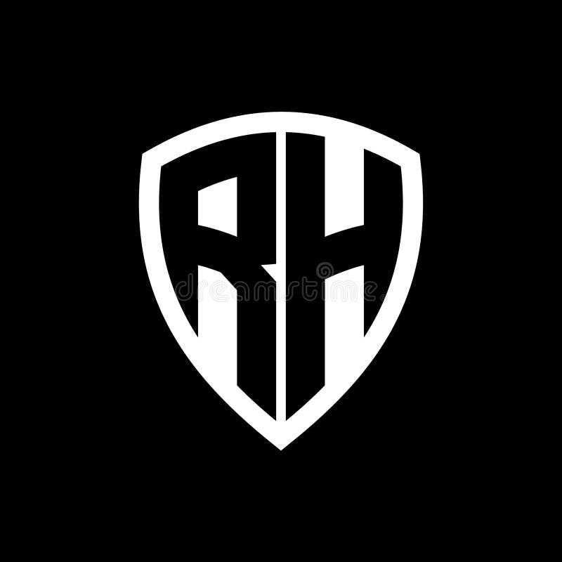 RH Monogram Logo with Bold Letters Shield Shape with Black and White ...