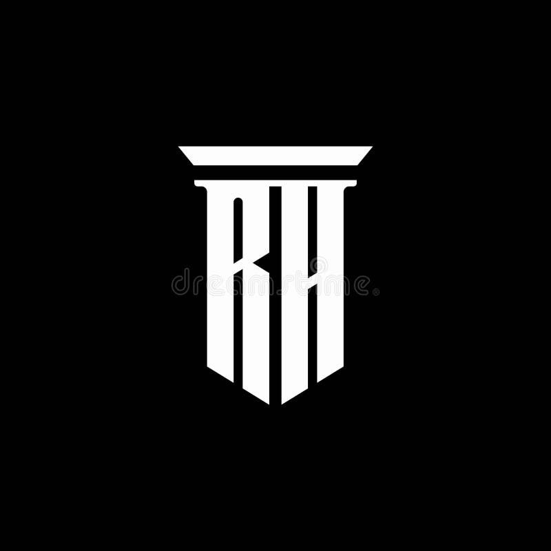 RH Monogram Logo with Emblem Style Isolated on Black Background Stock ...