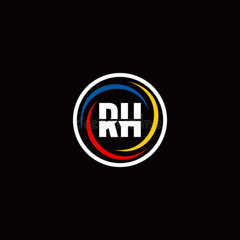 RH Monogram Logo Isolated on Circle Shape with 3 Slash Colors Rounded ...