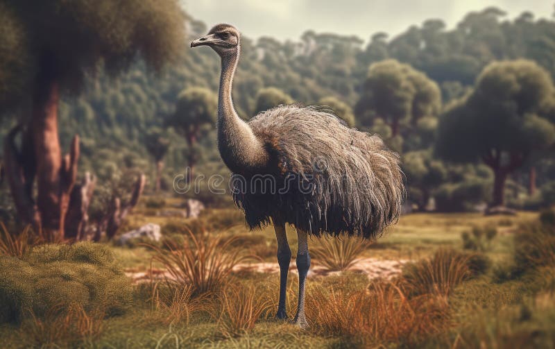 Rhea in grassy meadow stock photo. Image of flightless - 72858380