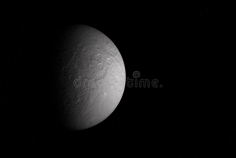 Rhea, the Moon of Saturn - Solar System Stock Illustration ...