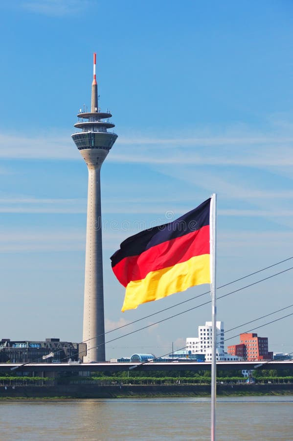 Rheinturm tower Dusseldorf stock image. Image of communication - 18213865