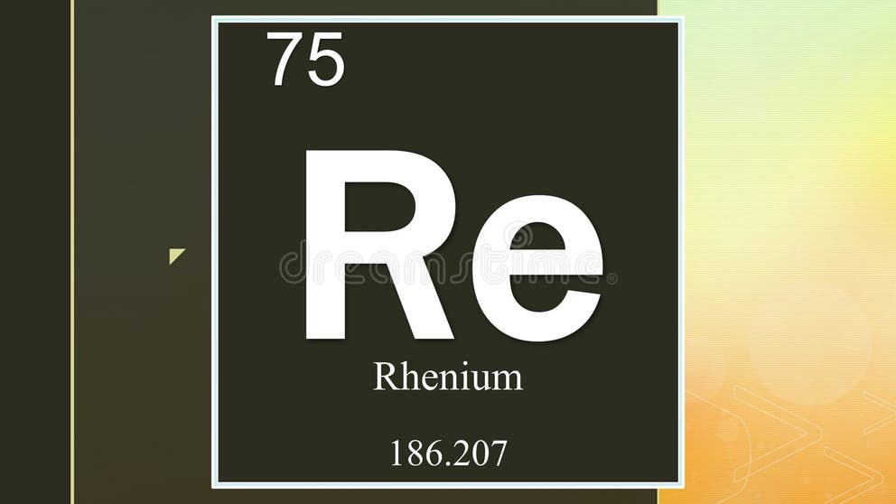 Rhenium Chemical Element Symbol on Black Yellow Solid and Gradient ...