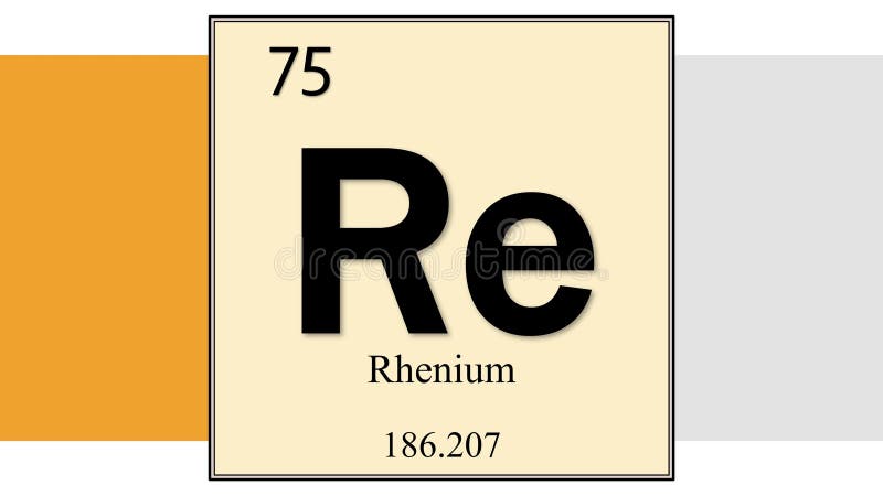 Rhenium Chemical Element Symbol on Orange Gray Colored Solid Background ...