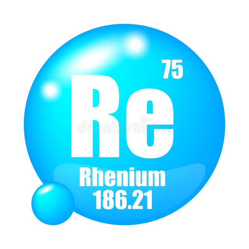 Rhenium Icon. Re Chemical Element. Atomic Number 75. Mass 186.21. Blue ...
